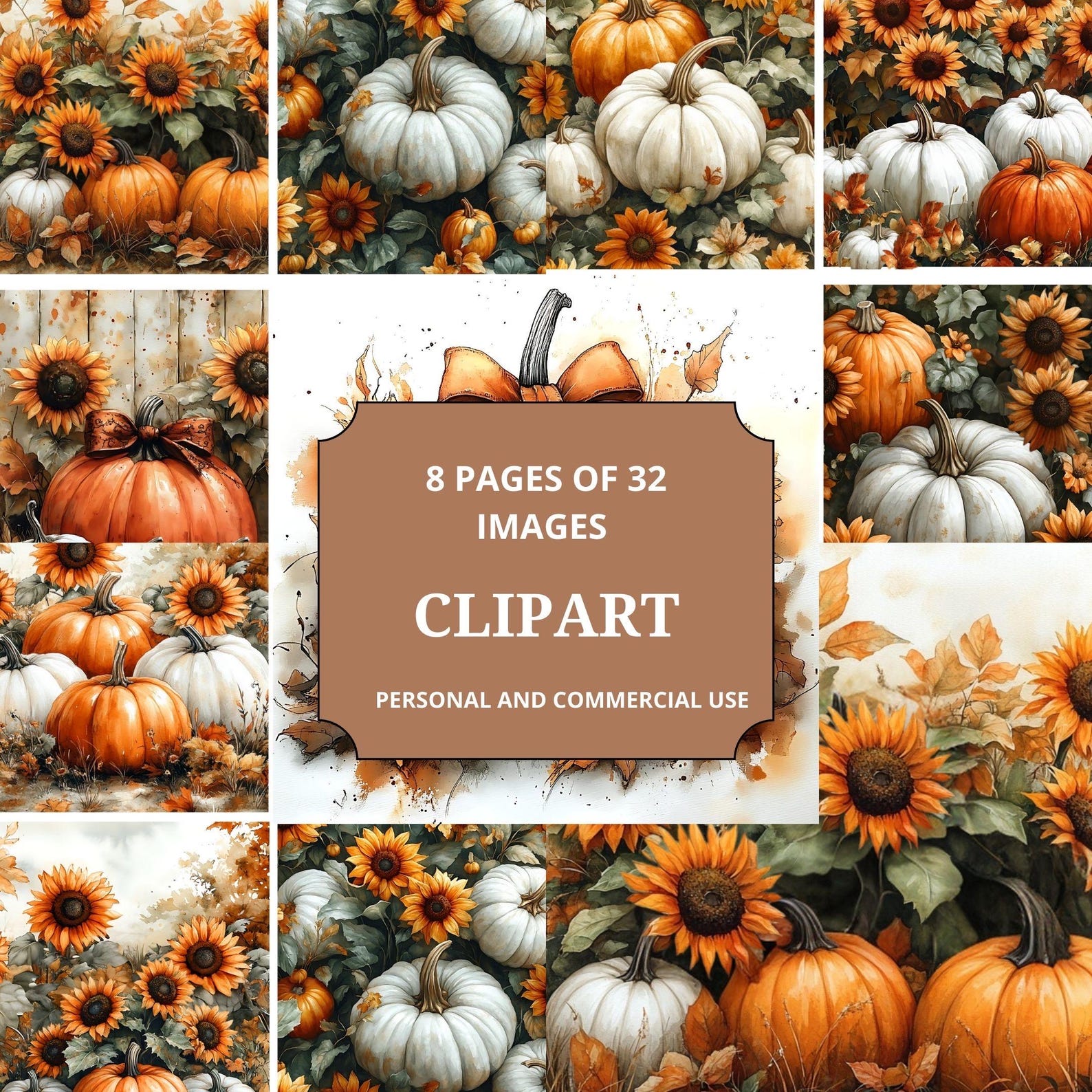 Stunning Pumpkin Clip Art Set for Diy Projects, Thanksgiving Decor | 8 ...