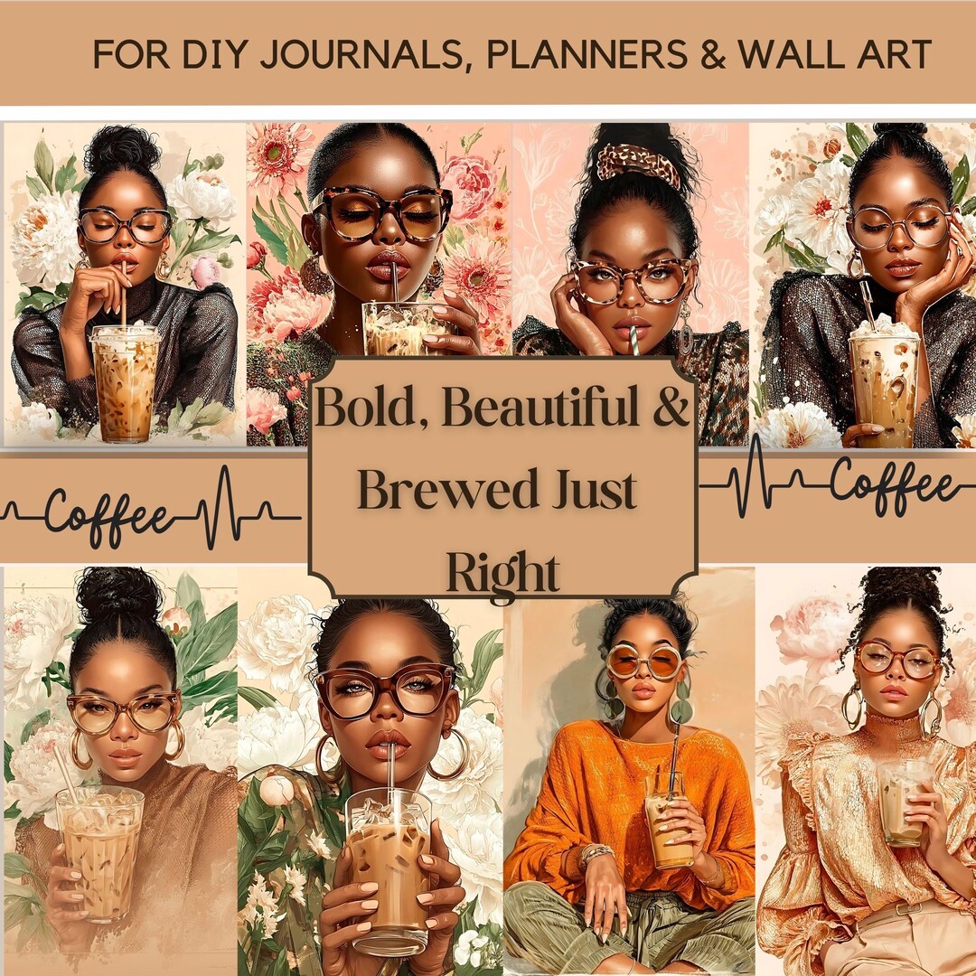 Black Woman Iced Coffee Clipart: Fashion Girl PNG Images and Stickers ...
