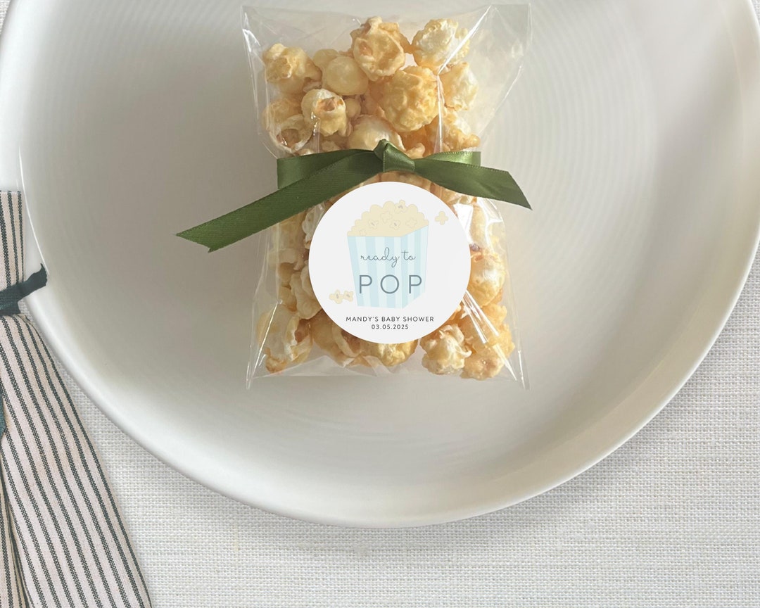 Popcorn Favor Labels Bags Baby Shower Favours Ready to Pop Popcorn ...