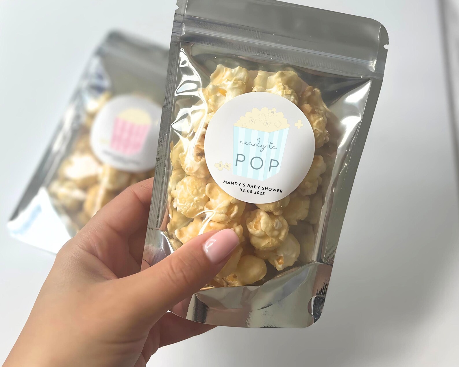 Popcorn Favor Labels + Bags | Baby Shower Favors | Ready to Pop ...
