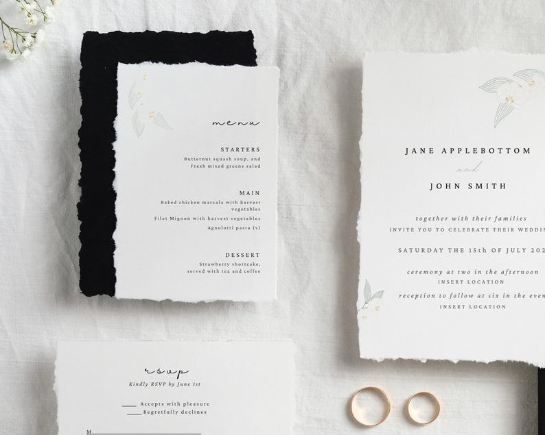 White Orchid Wedding Invitation Template: Minimalist Classic Suite ...