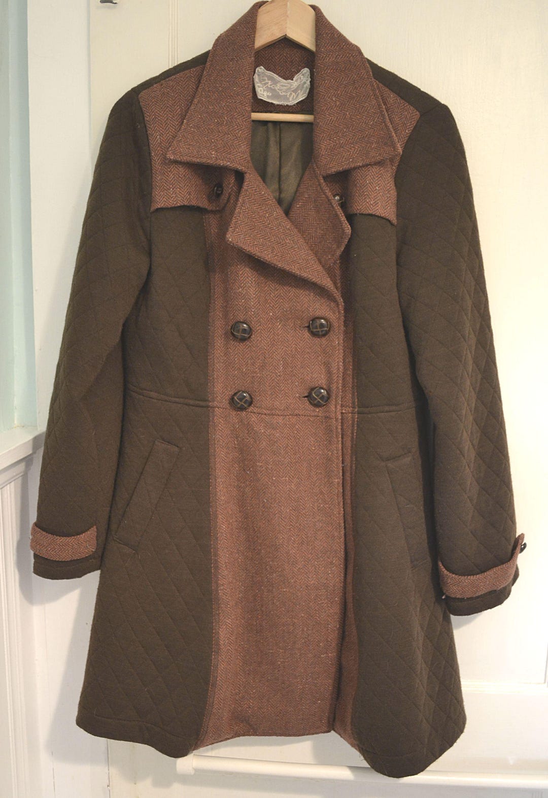Women's Fall Coat, Brown Wool Coat, Vintage Coat, Double Breasted Coat ...