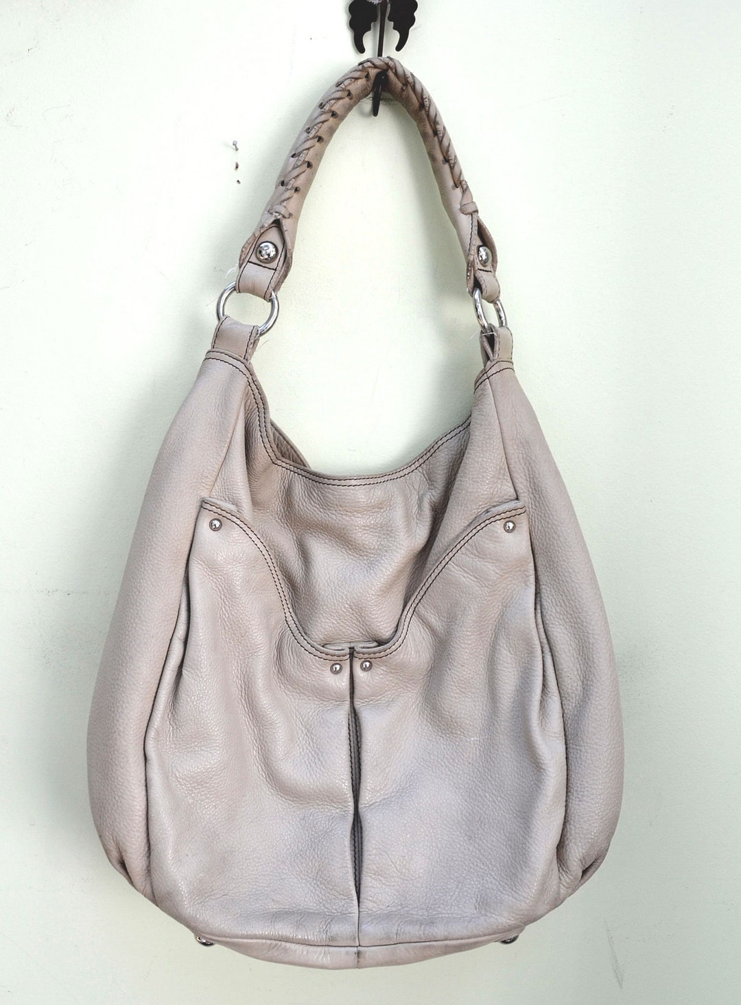 Beige Leather Bag, DANIER Purse, Leather Purse, Vintage Leather Bag ...