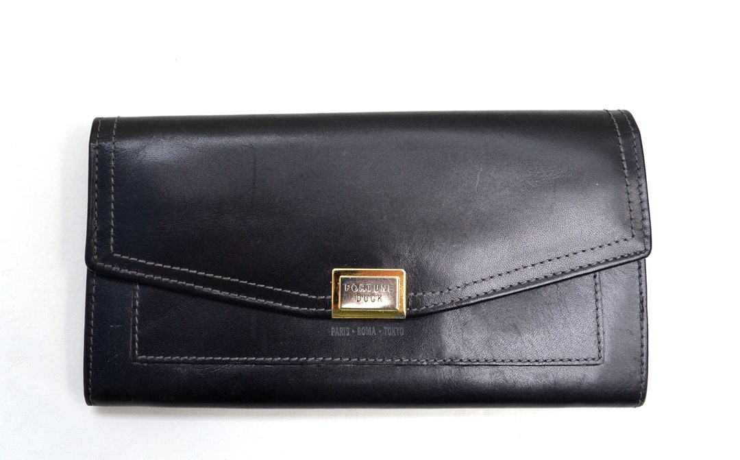 Black Wallet, FORTUNE DUCK Wallet, Vintage Black Wallet, Black Wallet ...