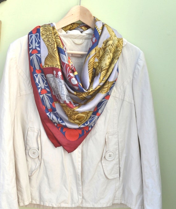 Vintage Scarf, 1970s Scarf, Square Scarf, Print Scarf… - Gem