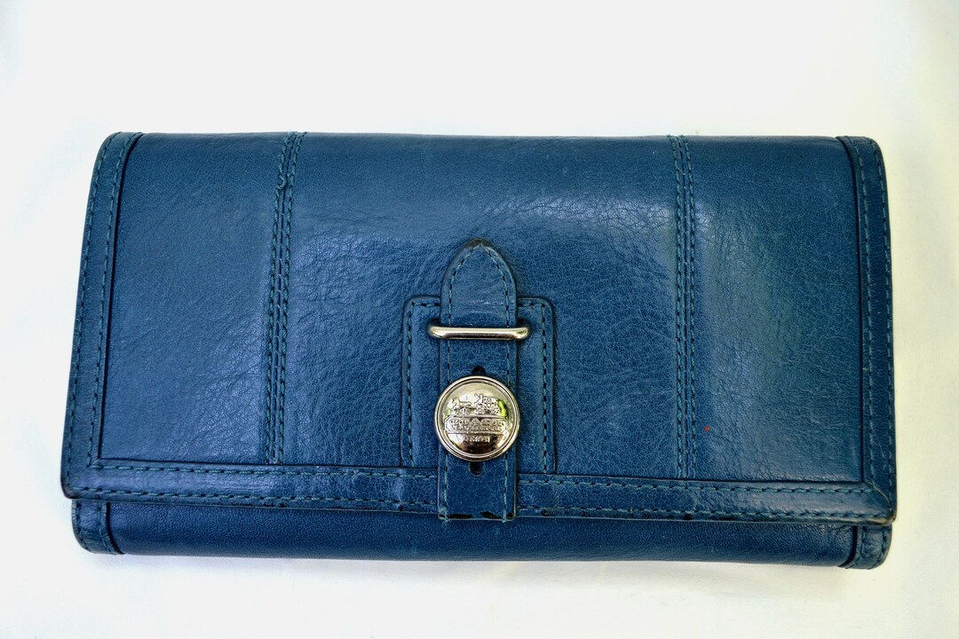 Coach Wallet and Check Book Wallet, Blue Coach Wallet, Blue Fold Check ...