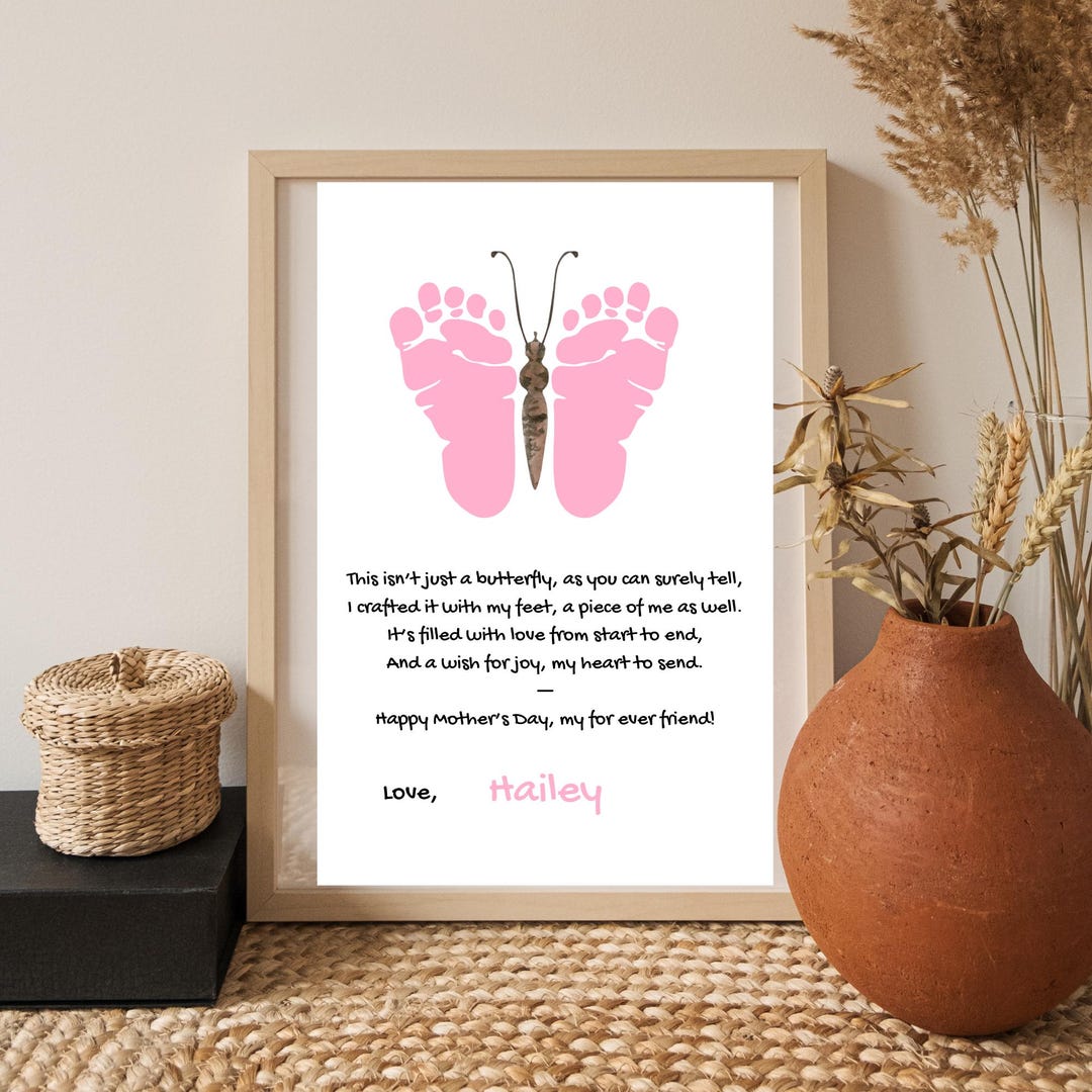 Mother's Day Butterfly Footprint Printable Craft, Gift for Mom From ...
