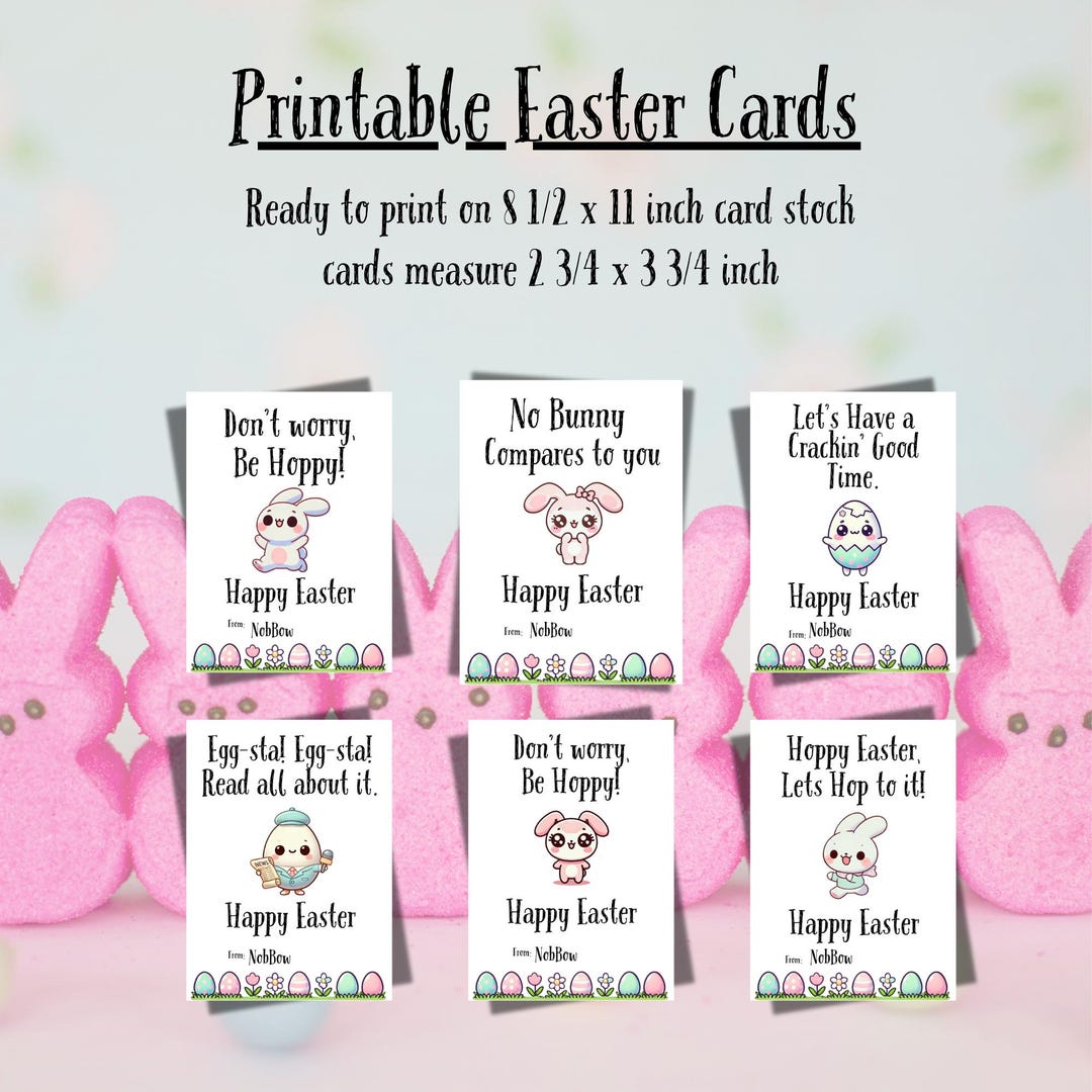 Kawaii Easter Printable Cards, Bunny & Egg Puns, Classroom Gift Tags ...