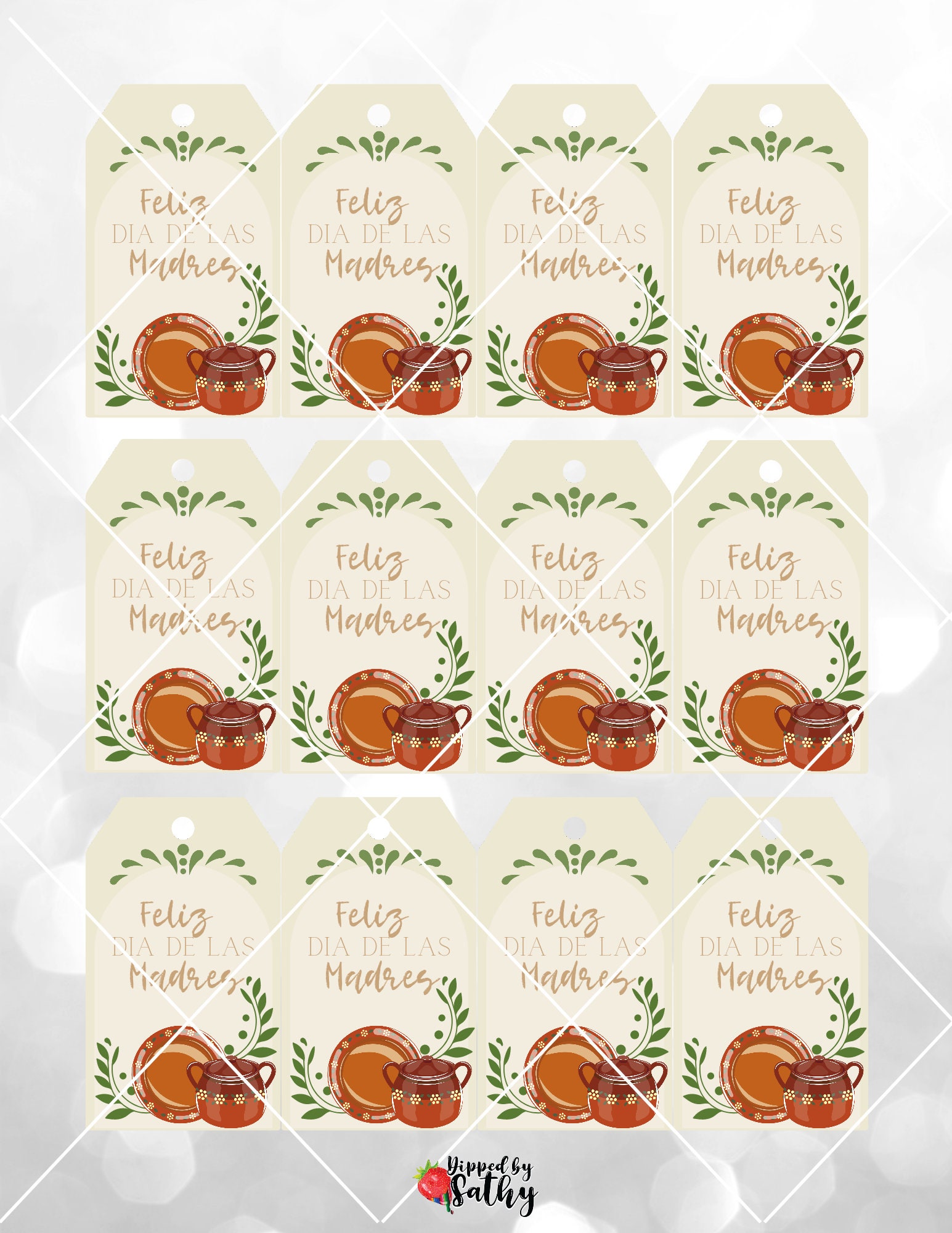 Feliz Dia De Las Madres Ollita De Barro Gift Tag, Spanish Mothers Day ...