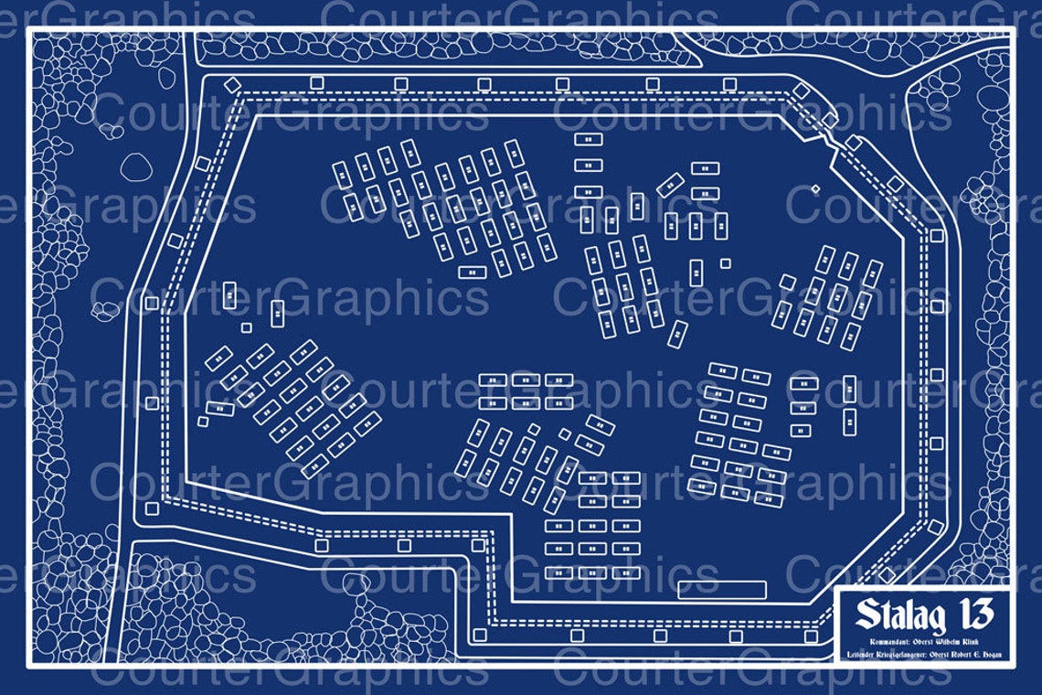 Hogans Heroes Stalag 13 Map Col Klinks Office Map of POW Camp Digital ...