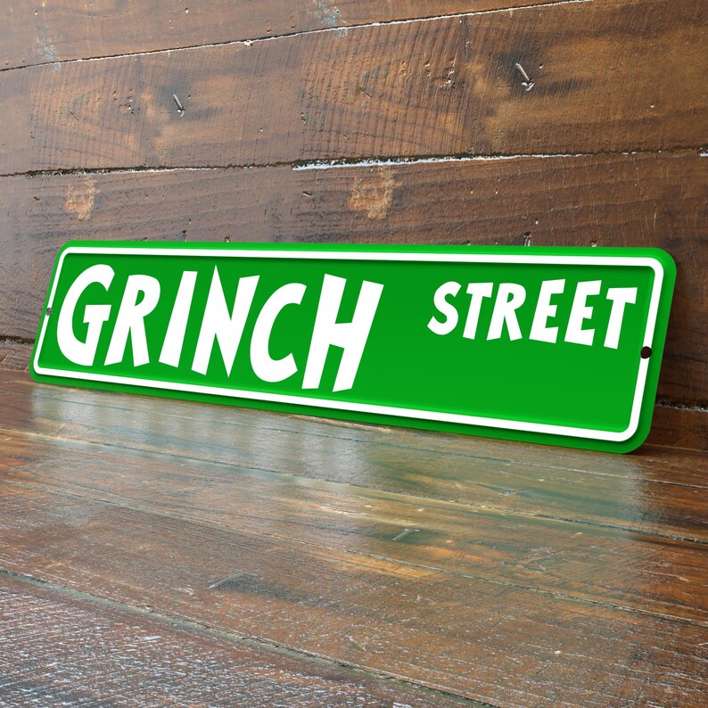 4x18 Inch GRINCH St & WHOVILLE Ln Christmas Signs | Stamped Aluminum - Etsy