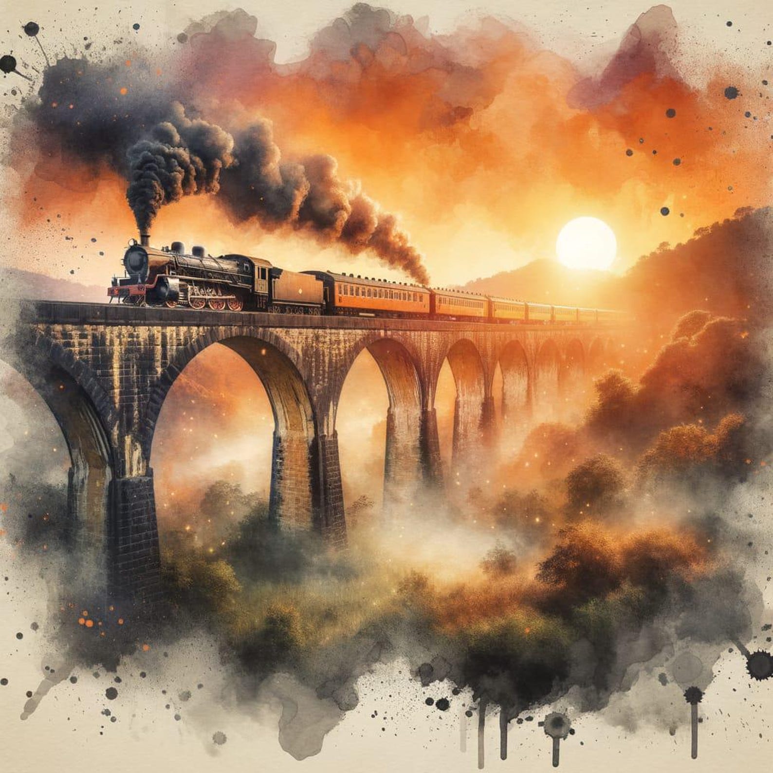 Watercolor Vintage Train Station Clipart Bundle – 8 PDF Images ...