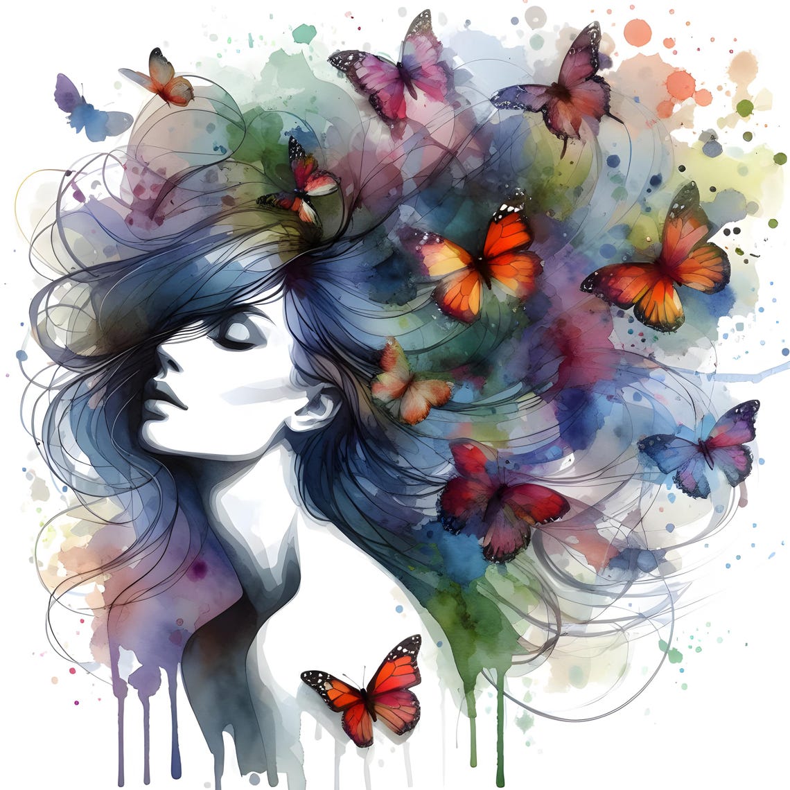 Watercolor Butterfly Clip Art Set: Abstract Digital Download - Etsy
