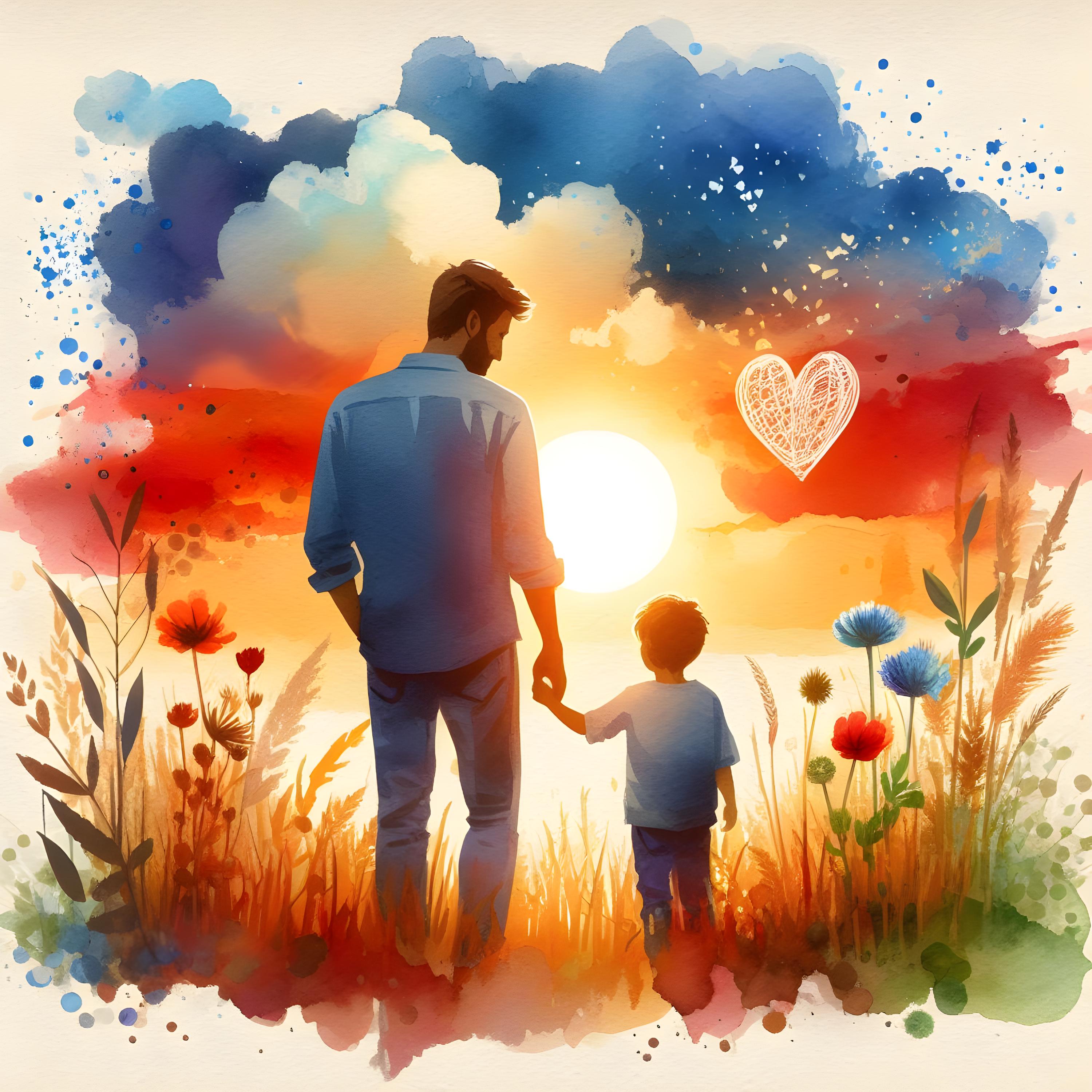 Father and Son Clipart - 12 Watercolor Sun Down Jpgs | Printable Father ...