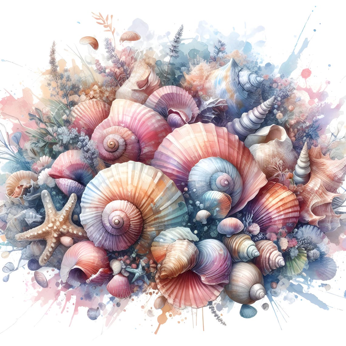 10 Watercolor Seashells Clipart Seashell Clipart Sea Shell Clipart ...