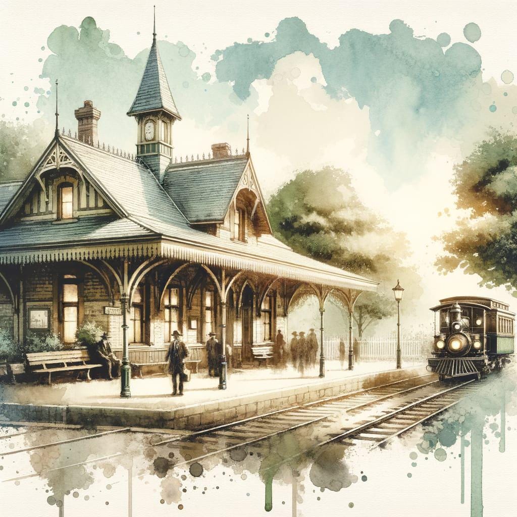 Watercolor Vintage Train Station Clipart Bundle – 8 PDF Images ...