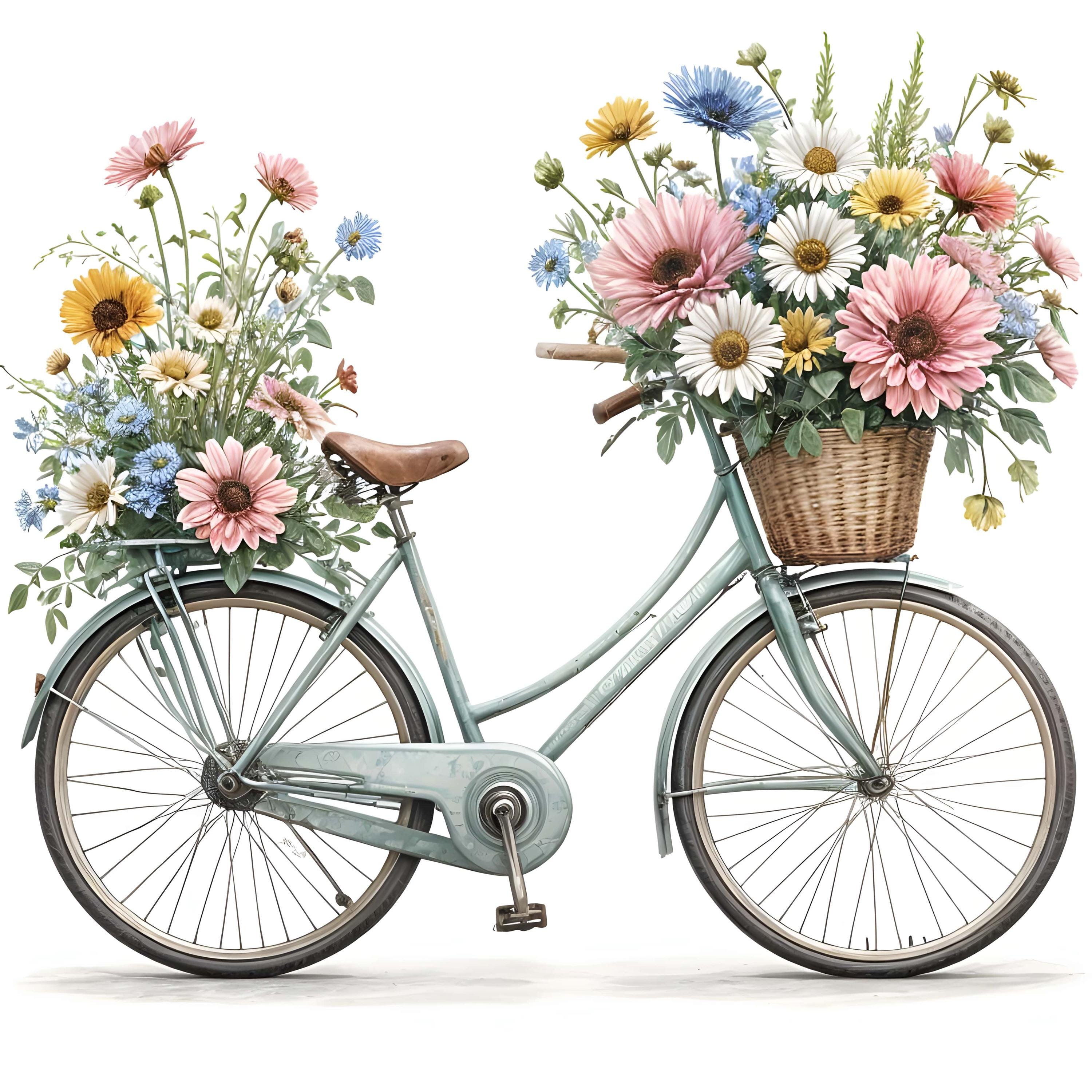 12 JPEG Flower Bikes, Bicycle Clipart, Watercolor Bikes Collection ...