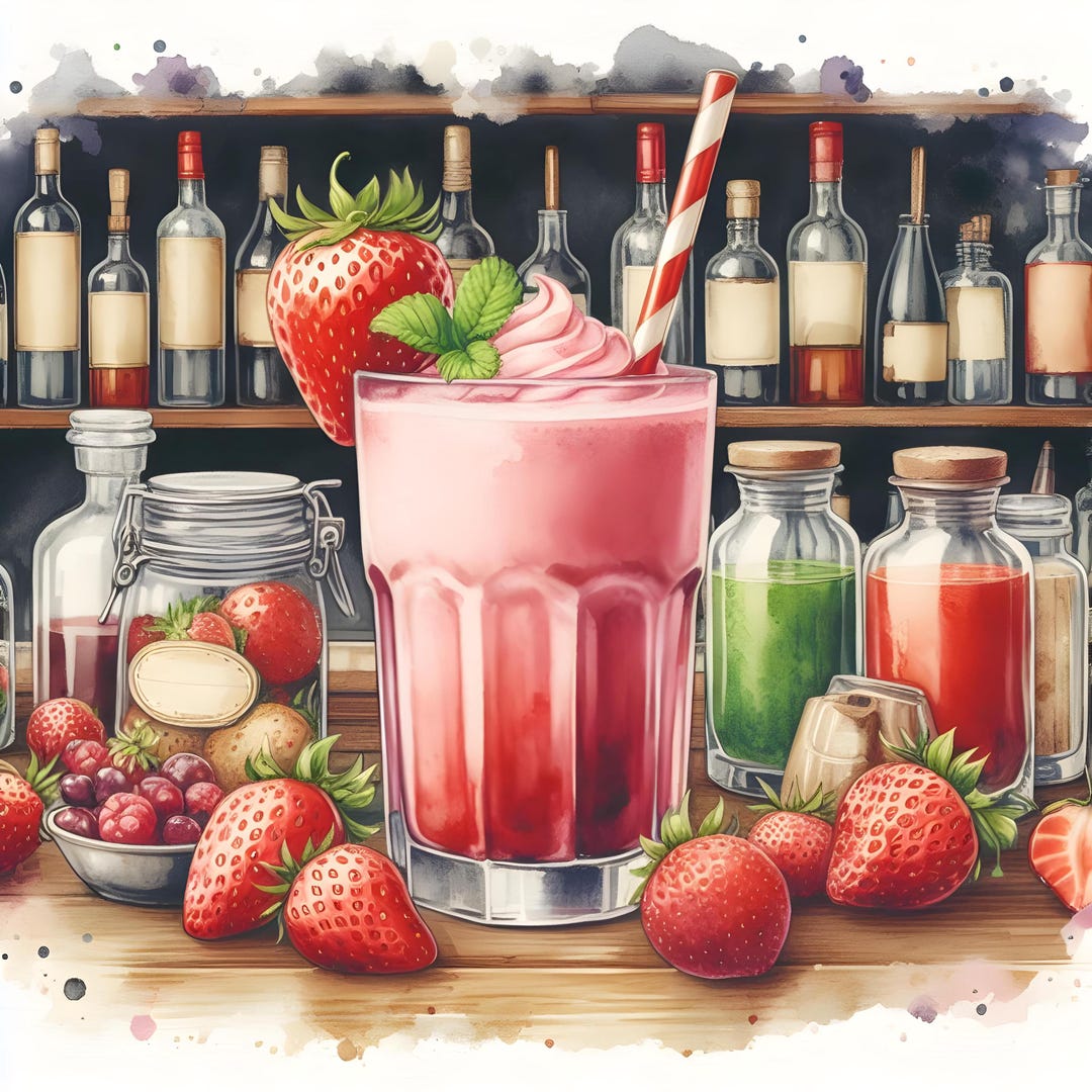 Strawberry Smoothie Clipart – 12 Fruit Smoothie, Milkshake, Smoothie ...