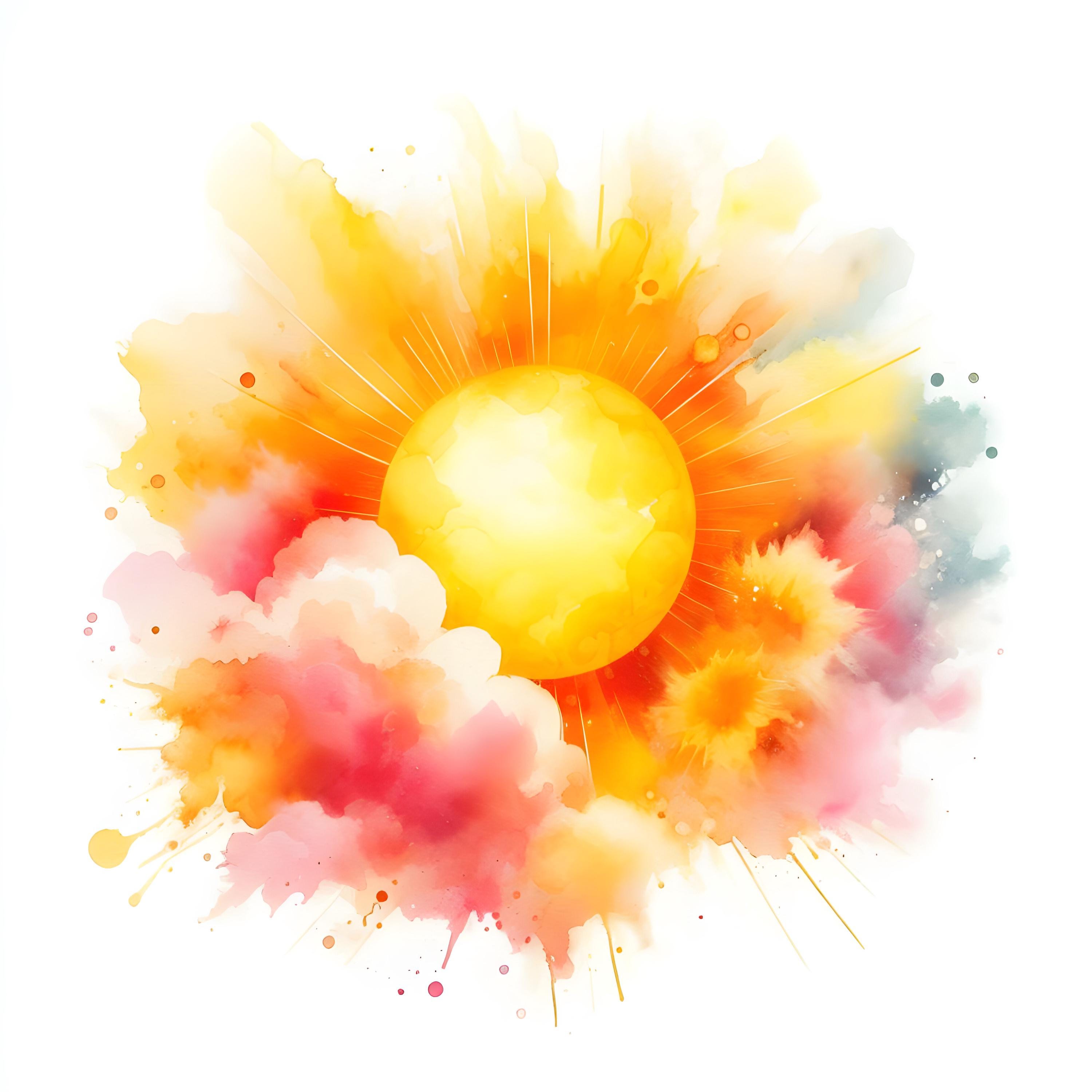 Watercolor Sun Clipart Set, Sunshine Digital Art (JPG) - Etsy
