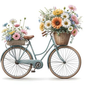 12 JPEG Flower Bikes, Bicycle Clipart, Watercolor Bikes Collection ...