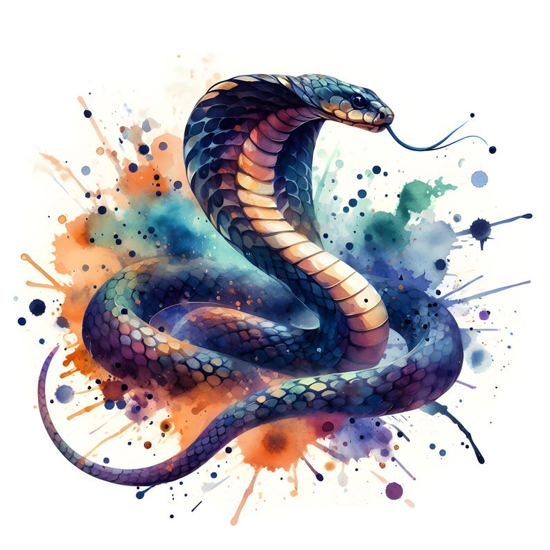 12 Snake Clip Art Bundle Cobra Reptile Illustration Watercolor Snake ...