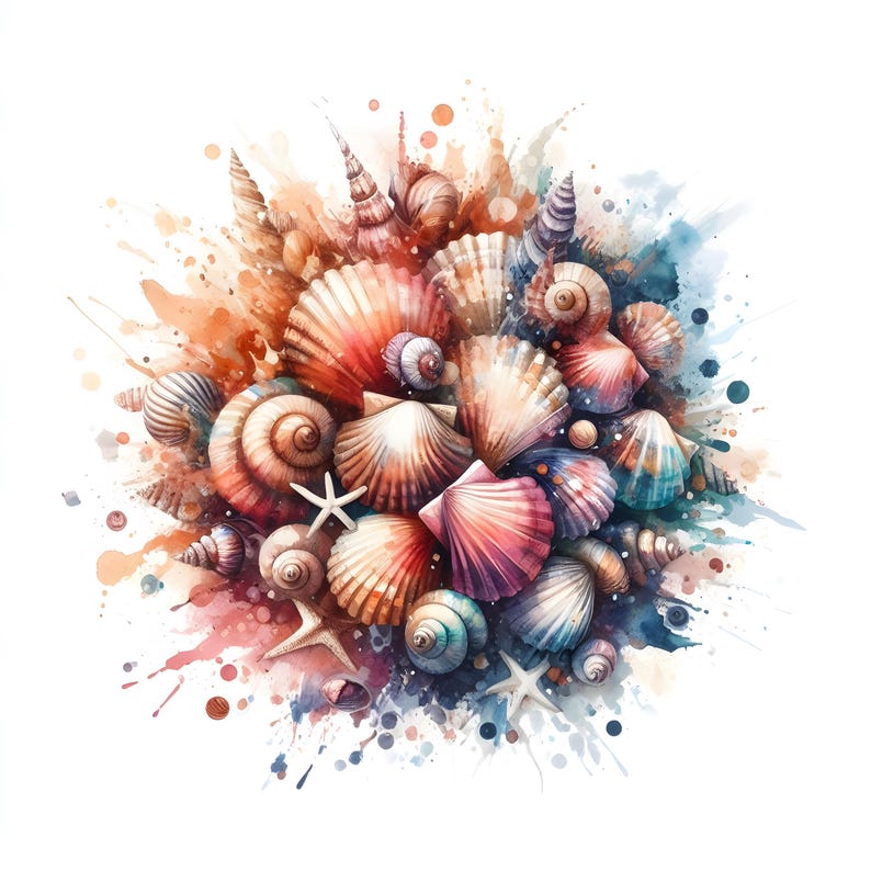 10 Watercolor Seashells Clipart Seashell Clipart Sea Shell Clipart ...