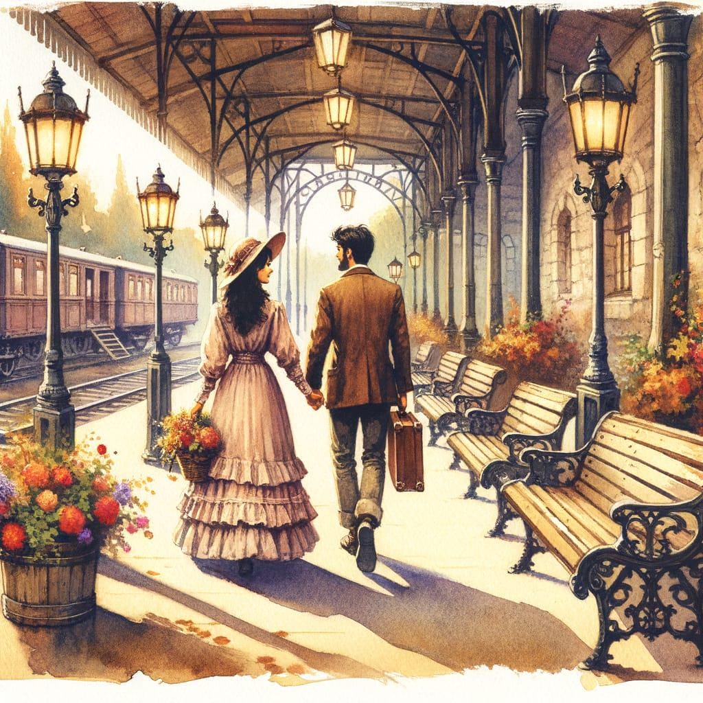 Watercolor Vintage Train Station Clipart Bundle – 8 PDF Images ...