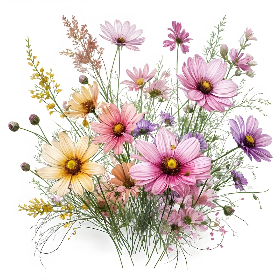 12 Wild Flowers JPG, Flower Images Download, Floral Clipart, Digital ...