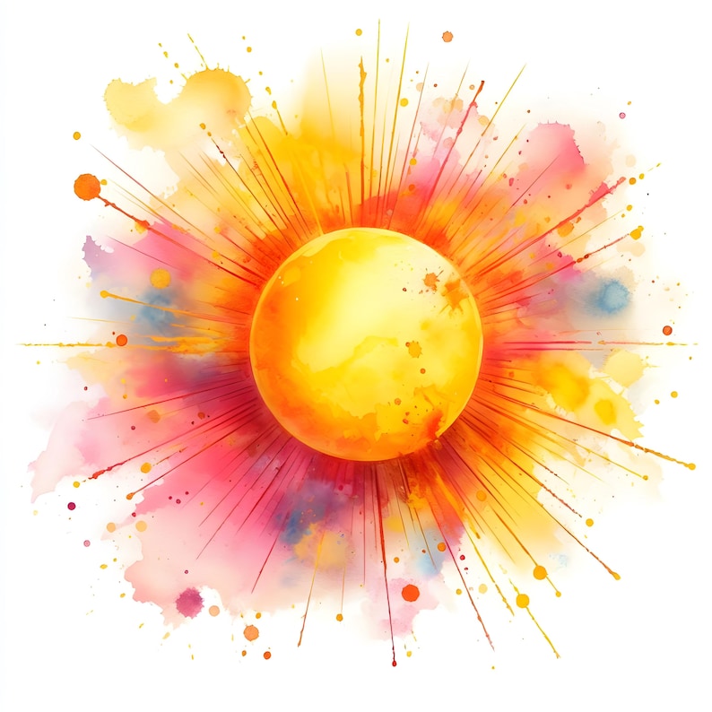 12 Watercolor Sun Clipart, Sunshine Clipart Pack, Happy Sun Designs ...