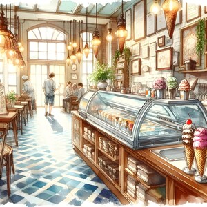 24 Ice Cream Watercolor Clipart Pack Ice Cream Shop Images Summer ...