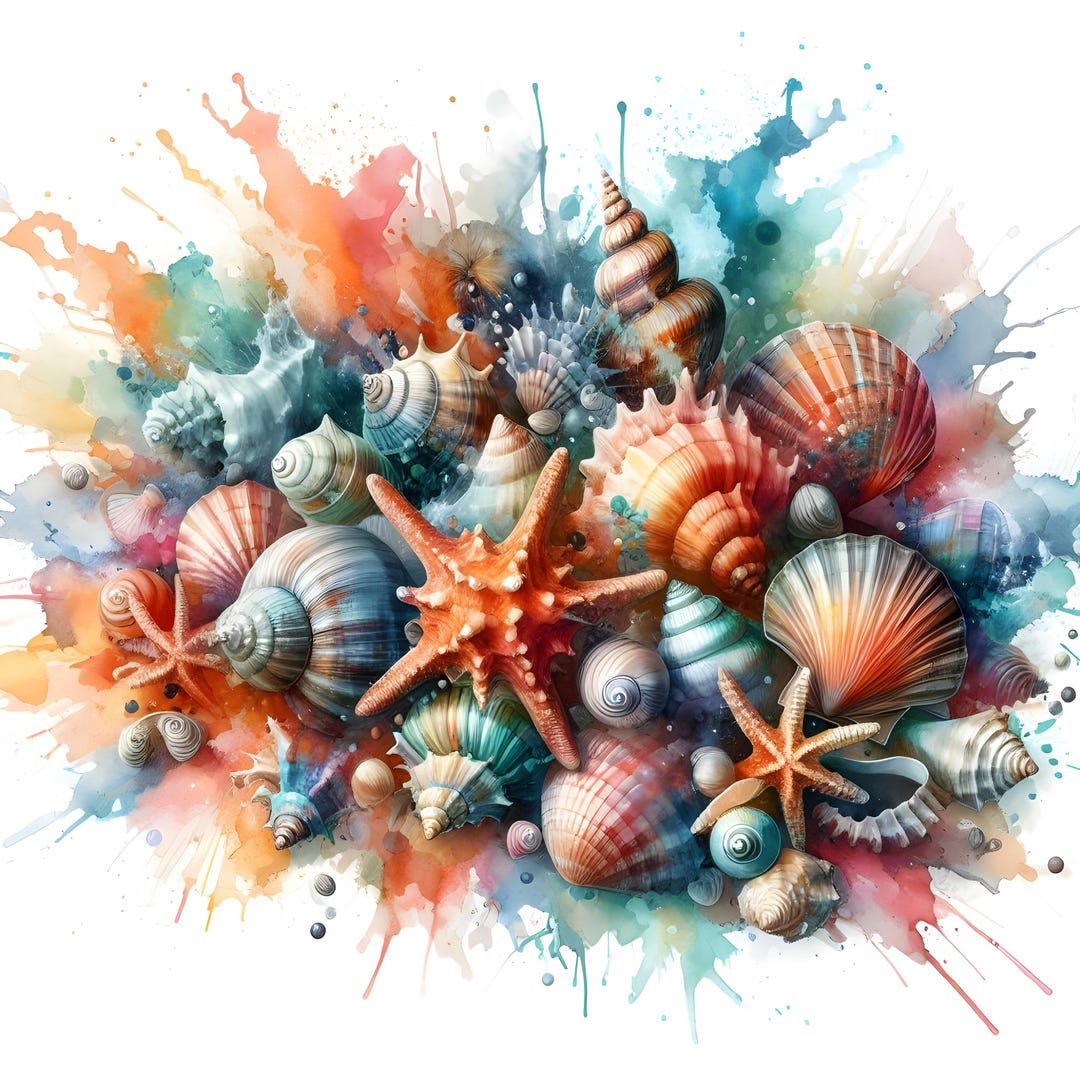 10 Watercolor Seashells Clipart Seashell Clipart Sea Shell Clipart ...