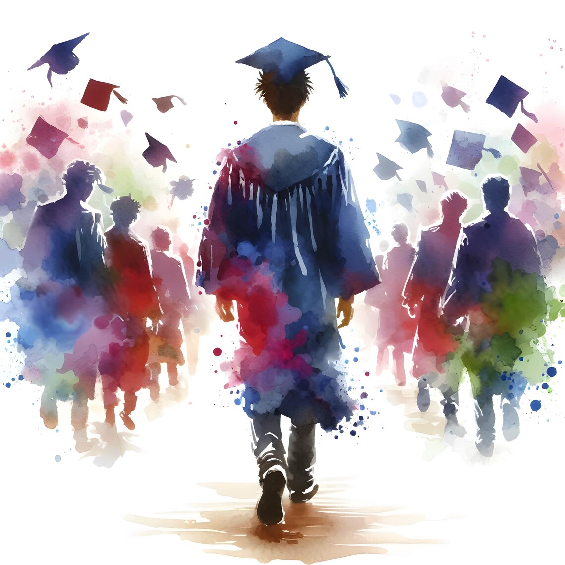 Graduation Clipart Bundle | 12 Jpgs of Students in Gowns | High School ...
