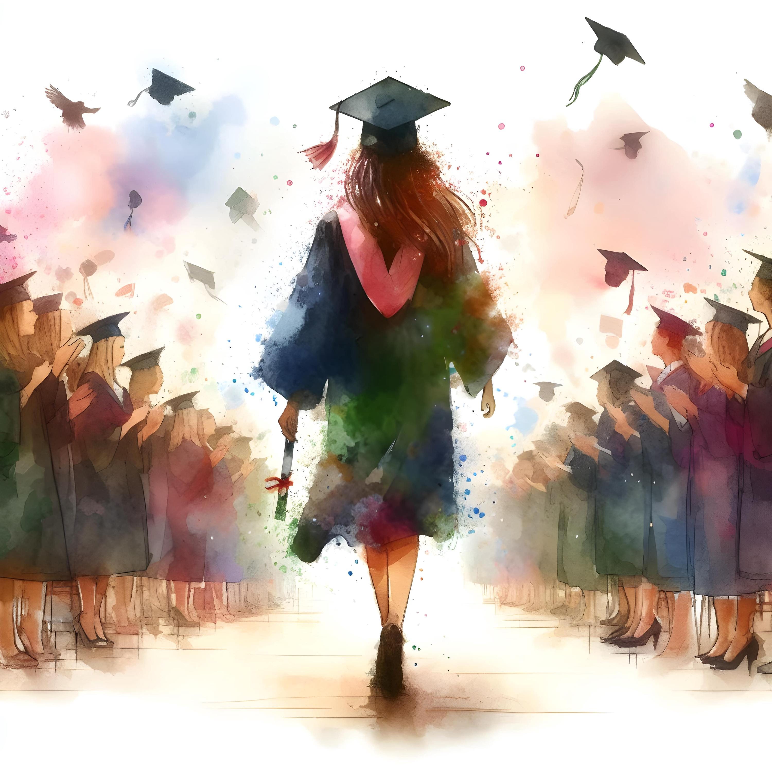 Graduation Clipart Bundle | 12 Jpgs of Students in Gowns | High School ...
