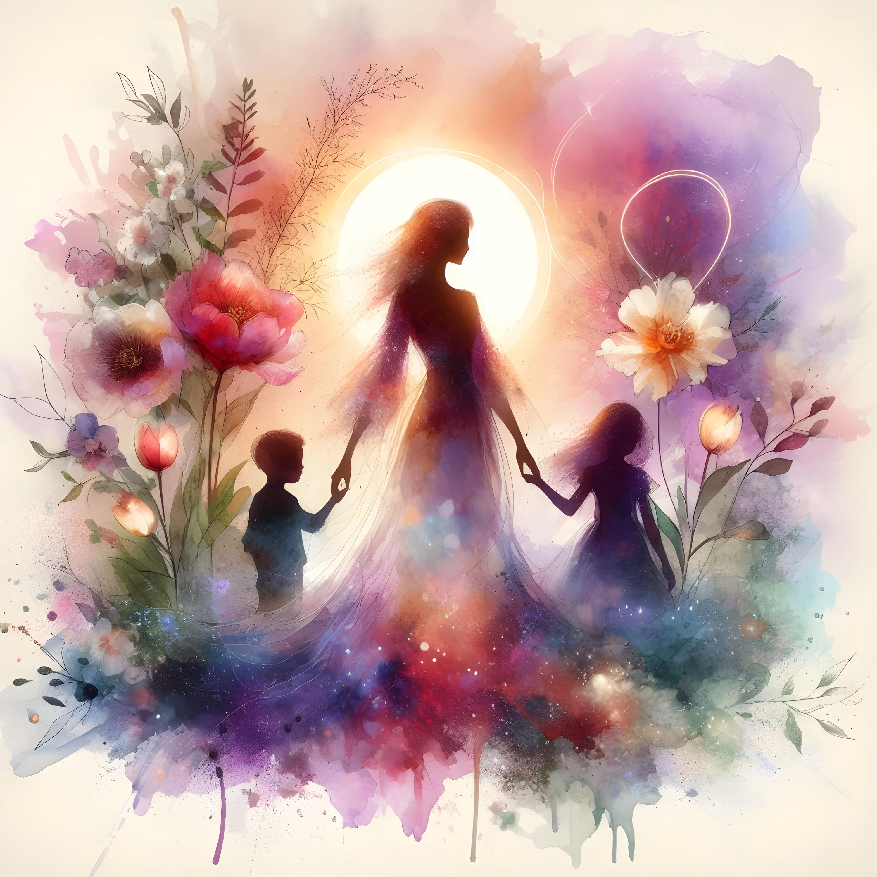 Mother’s Day Watercolor Clipart Bundle – Mom and Children JPG Files ...