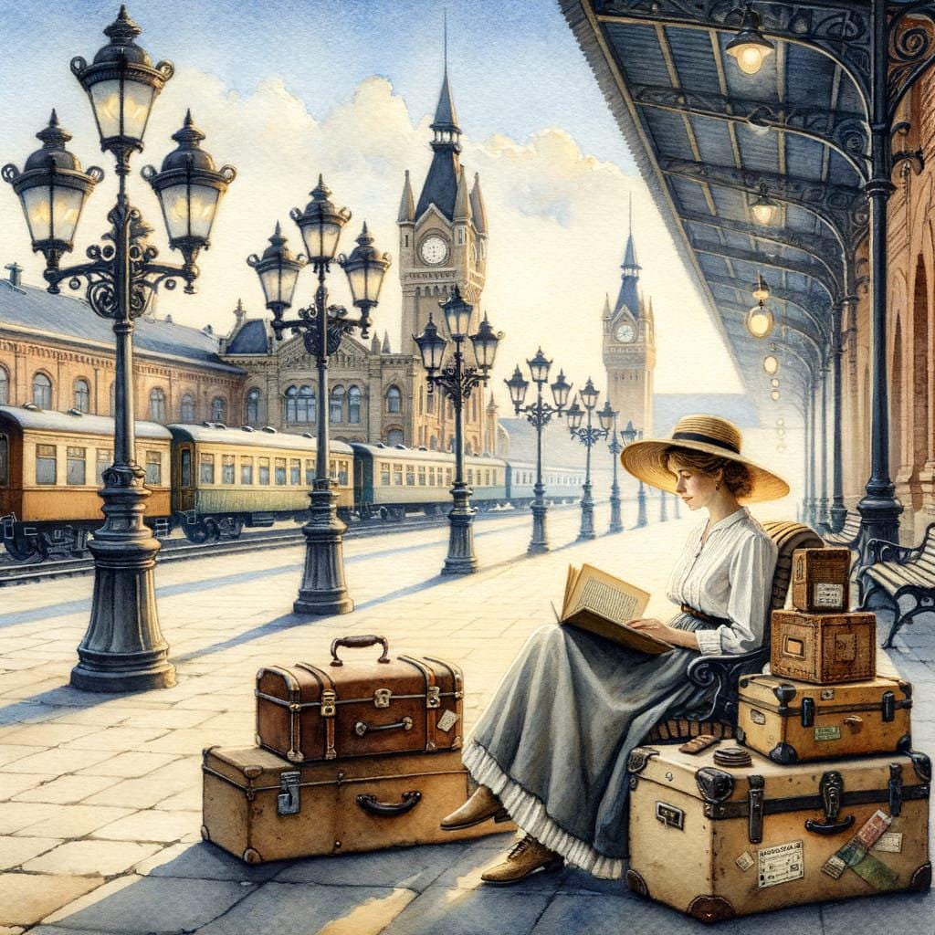 Watercolor Vintage Train Station Clipart Bundle – 8 PDF Images ...