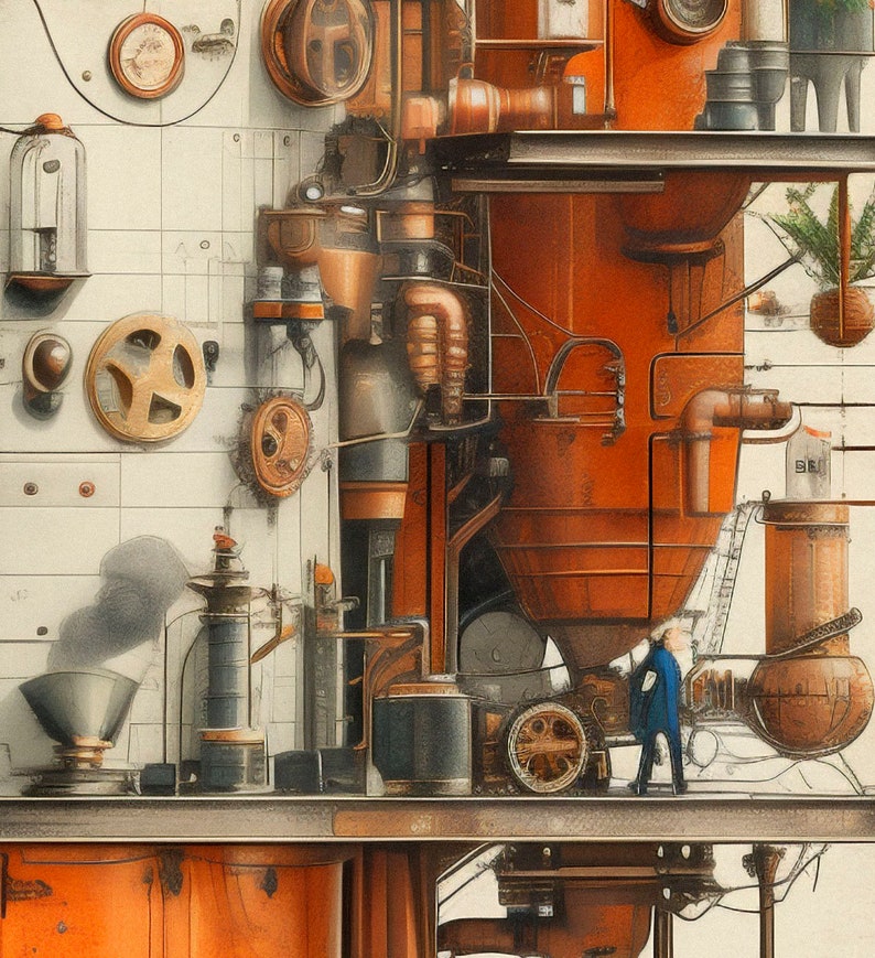 Illustration of a Rare Machinery, Original Vintage Illustration ...