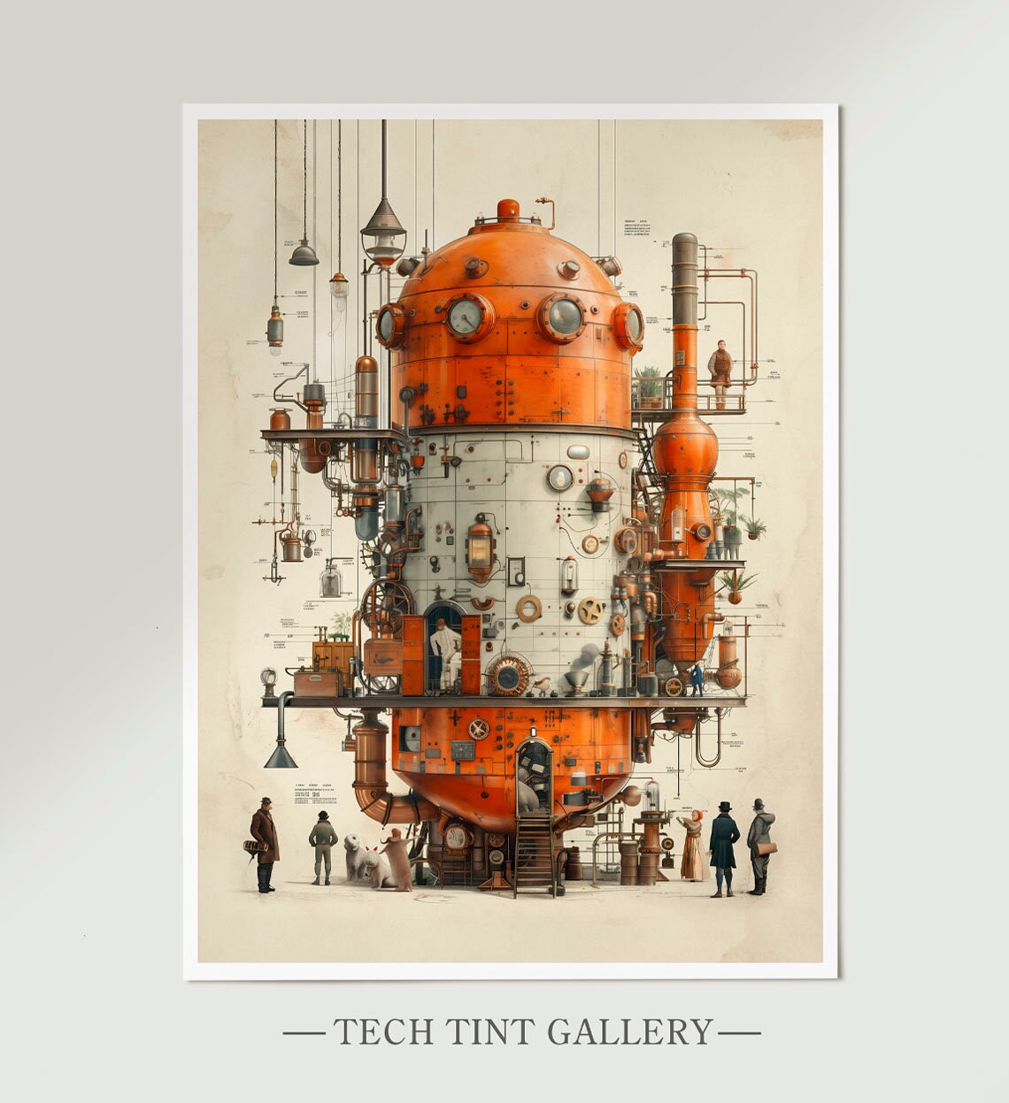 Illustration of a Rare Machinery, Original Vintage Illustration ...