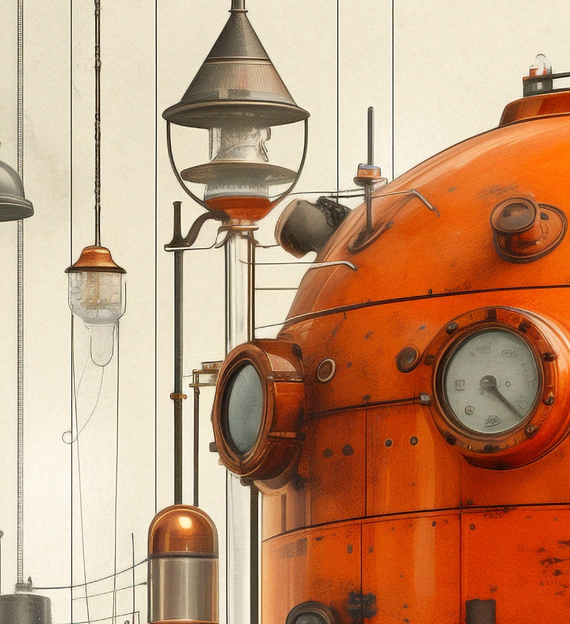Illustration of a Rare Machinery, Original Vintage Illustration ...