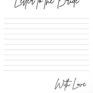 Letter to the Bride Template - Instant Digital Download - Etsy