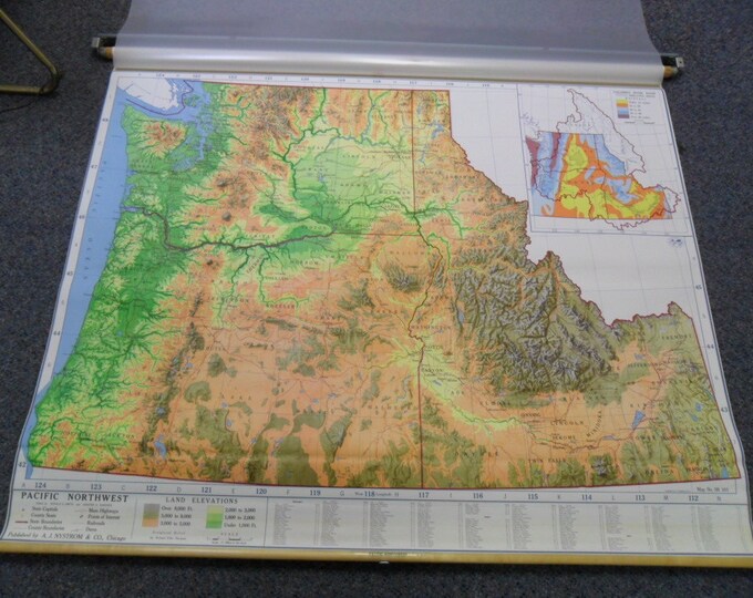 Pacific Northwest Pull Down Map - Etsy