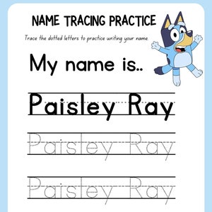 Custom Name Tracing and Handwriting Practice Worksheet - Etsy
