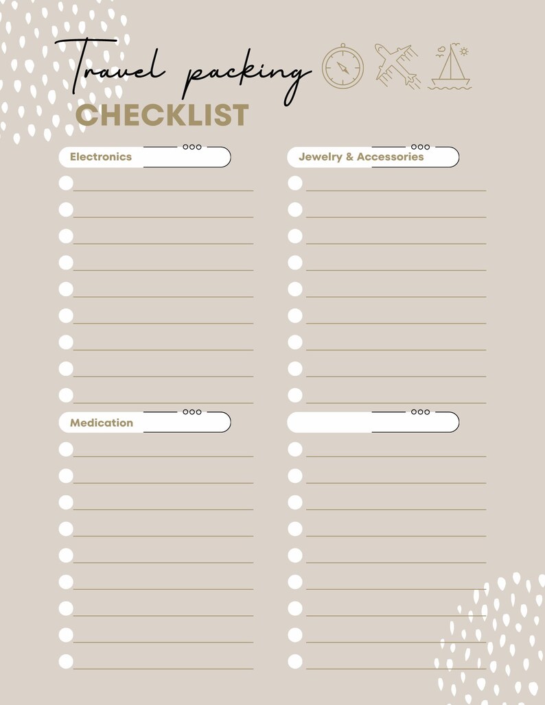 Instant Download and Printable Perfect Travel Packing List to Organize ...