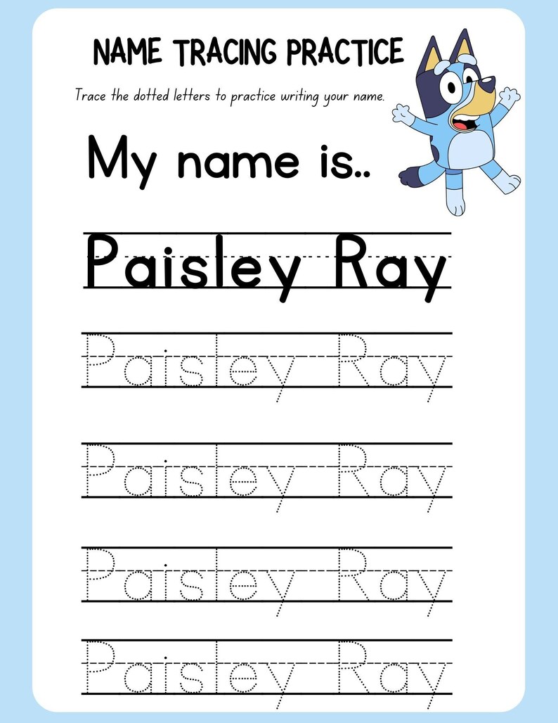 Custom Name Tracing and Handwriting Practice Worksheet - Etsy
