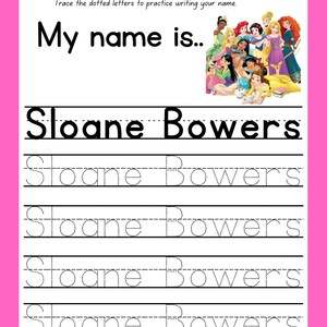 Handwriting Name Practice Worksheet Princess Style - Etsy