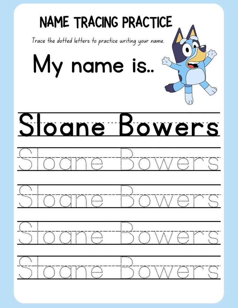 Custom Name Tracing and Handwriting Practice Worksheet - Etsy