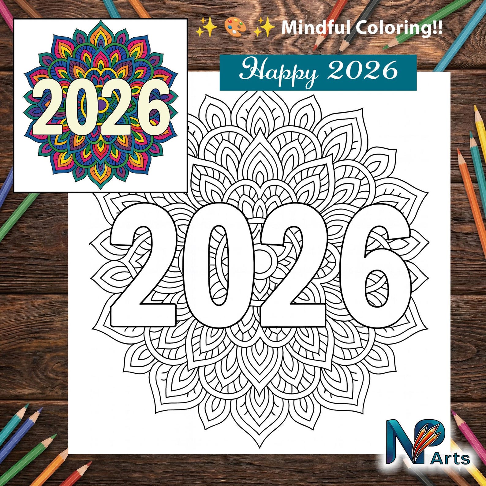 2026 New Year Coloring Pages | 24 Bold Designs (PDF Download) - Etsy