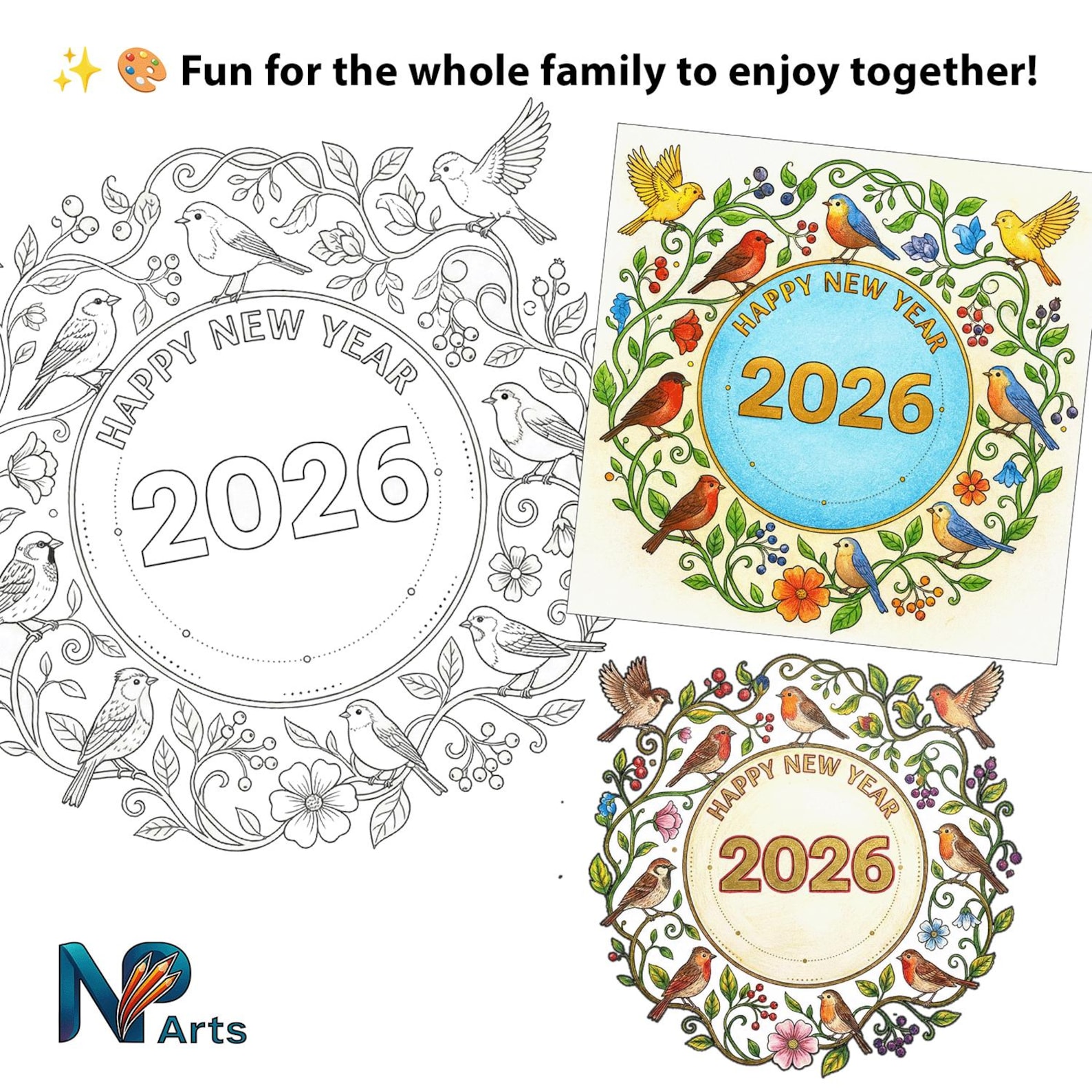 2026 New Year Coloring Pages | 24 Bold Designs (PDF Download) - Etsy