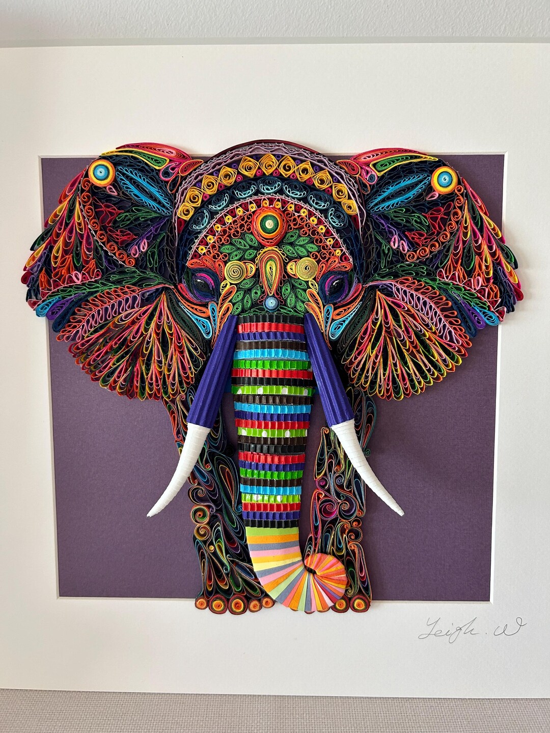 Handmade Colorful Quilled Paper Elephant Wall Art, Quilling Paper Wall ...