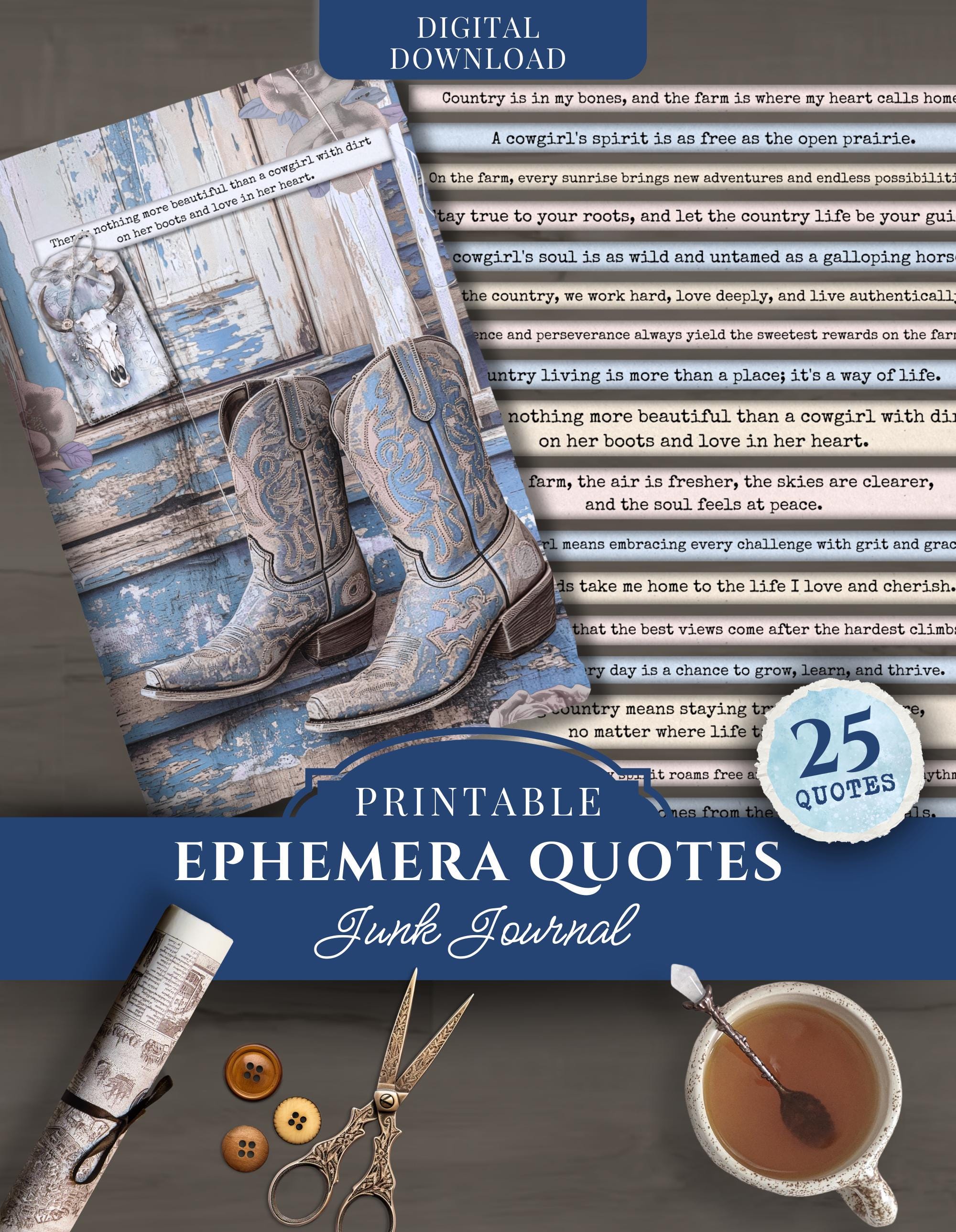 Western Cowgirl Junk/art Journal Pages, Digital Ephemera, Printable ...
