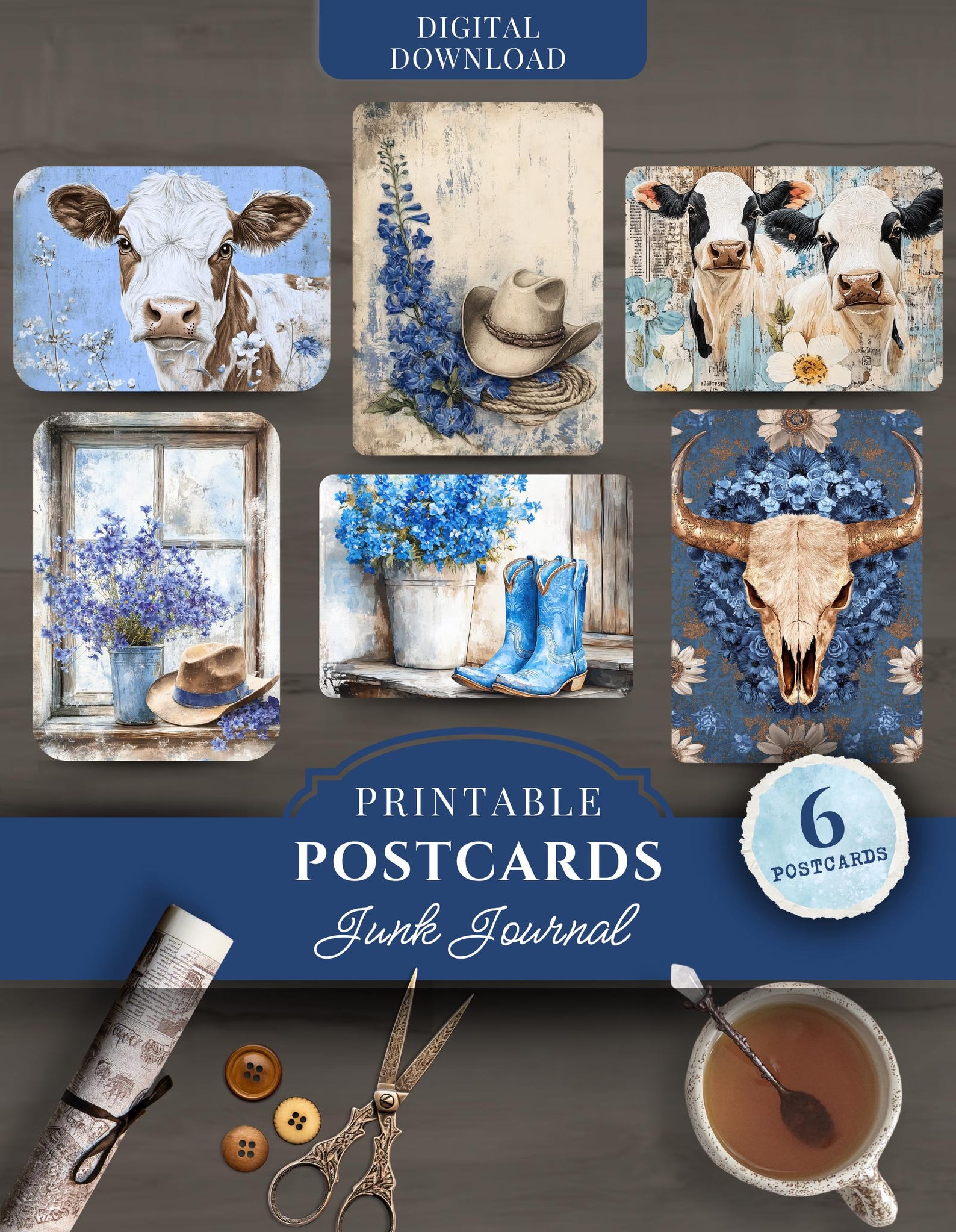 Western Cowgirl Junk/art Journal Pages, Digital Ephemera, Printable ...